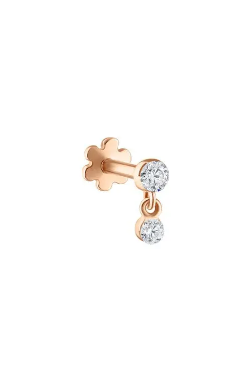 MARIA TASH Invisible Set Diamond Dangle Stud Earring - Rose Gold