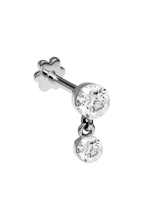 MARIA TASH Invisible Set Diamond Dangle Stud Earring - White Gold