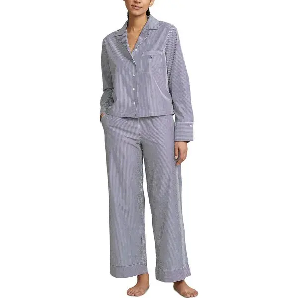 Polo Ralph Lauren Cotton Poplin Pajamas - Purple Stripes
