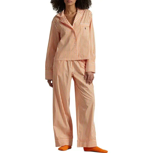 Polo Ralph Lauren Cotton Poplin Pajamas - Tangerine