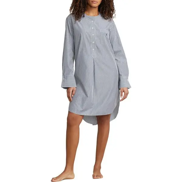 Polo Ralph Lauren Cotton Poplin Tunic Sleepshirt - Wide Stripes