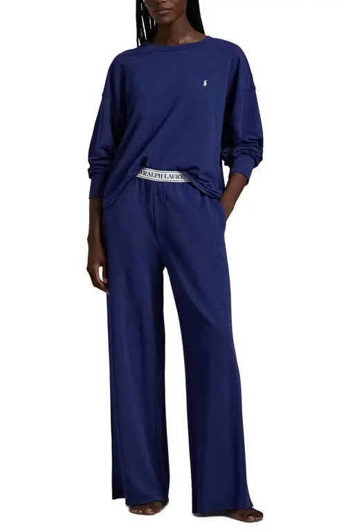 Polo Ralph Lauren Sweatshirt & Wide Leg Pajamas - Navy
