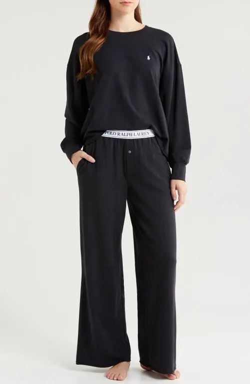 Polo Ralph Lauren Sweatshirt & Wide Leg Pajamas - Polo Black