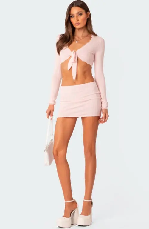 EDIKTED Pointelle Low Rise Miniskirt