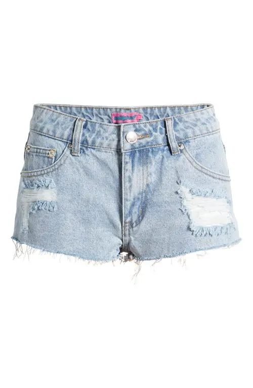 EDIKTED Devin Low Rise Denim Shorts - Light-blue
