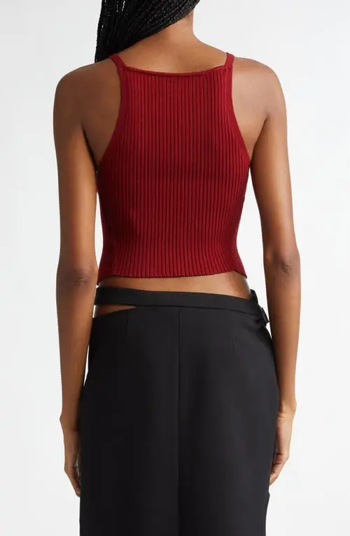 COURREGES Pointy Hem Ribbed Tank - Grenat