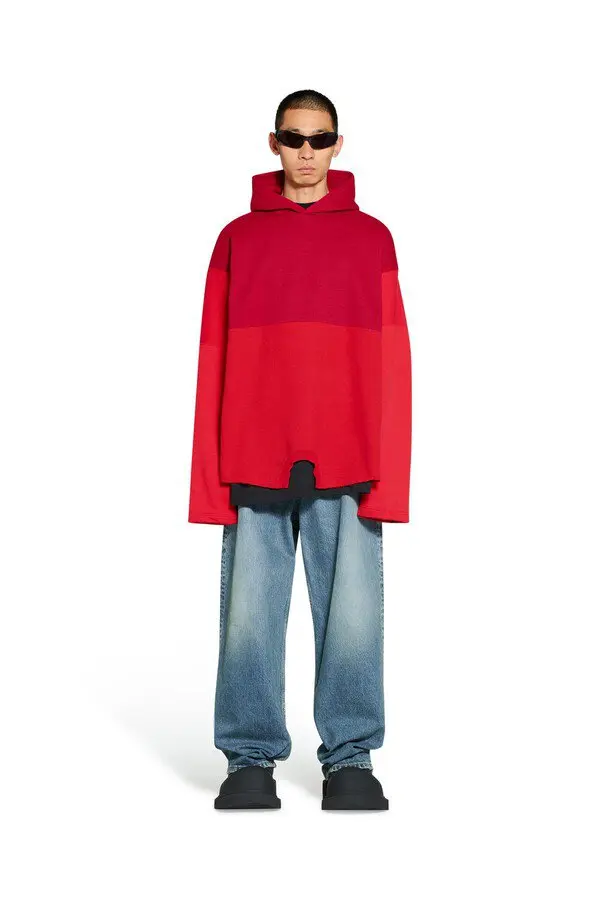 Balenciaga I Love Upcycled Hoodie Large Fit - Red | Editorialist