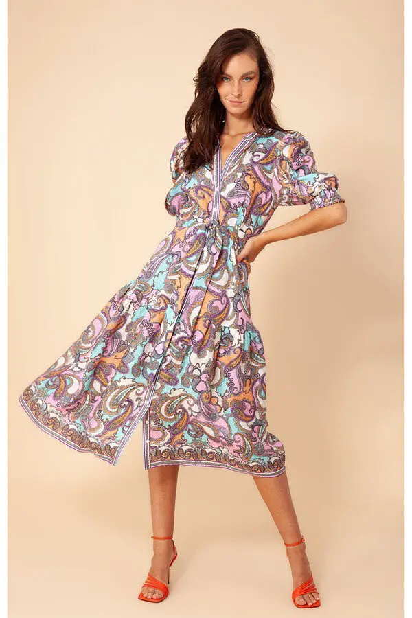 Hale Bob Colette Linen Dress In Orange - 30% Off | Editorialist