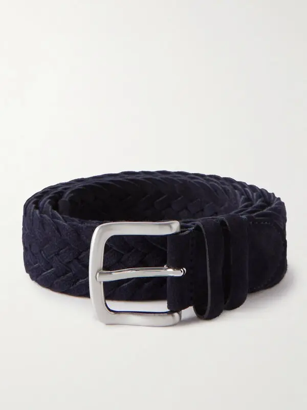 Mr P. 3.5cm Woven Suede Belt - Blue