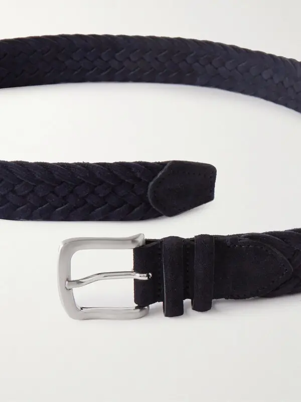 Mr P. 3.5cm Woven Suede Belt - Blue