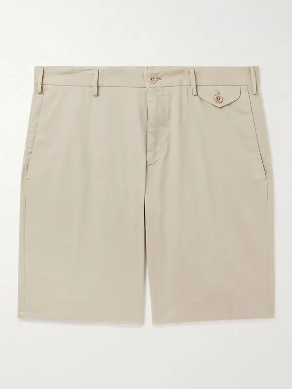 SLOWEAR Slim-fit Straight-leg Stretch-cotton Poplin Bermuda Shorts