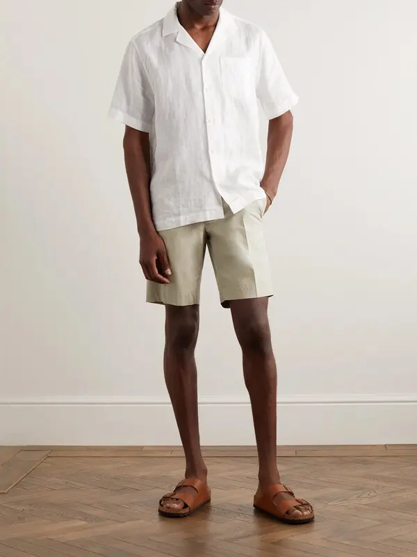 SLOWEAR Slim-fit Straight-leg Stretch-cotton Poplin Bermuda Shorts