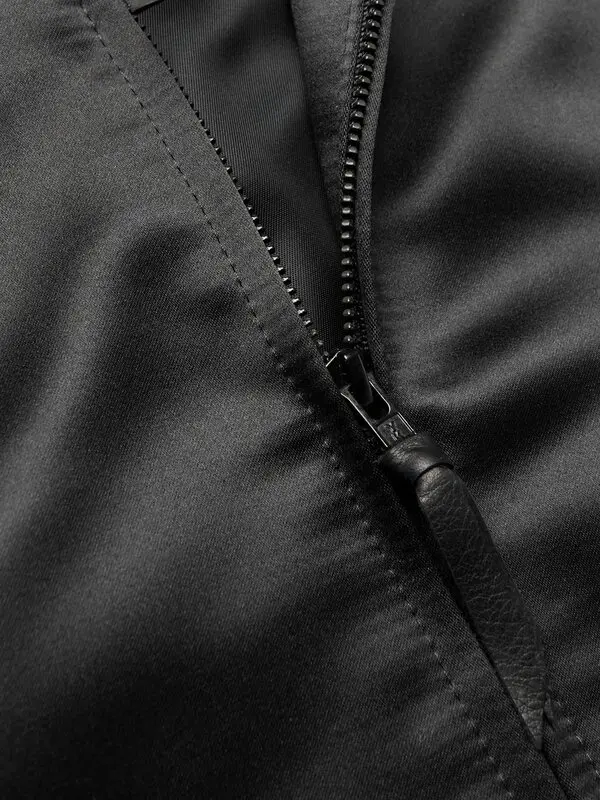 Golden Bear Leather-trimmed Sukajan Bomber Jacket - Black