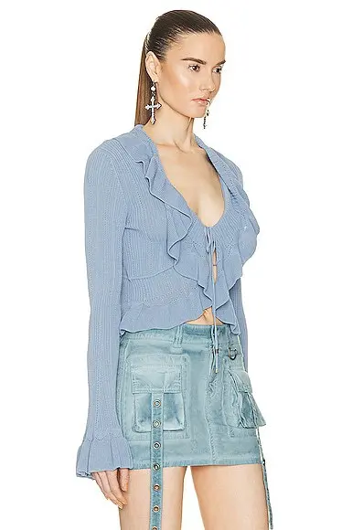Blumarine Long Sleeve Cardigan In Blue