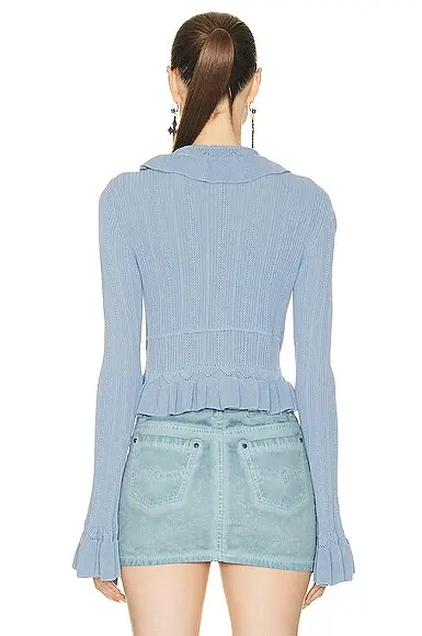 Blumarine Long Sleeve Cardigan In Blue