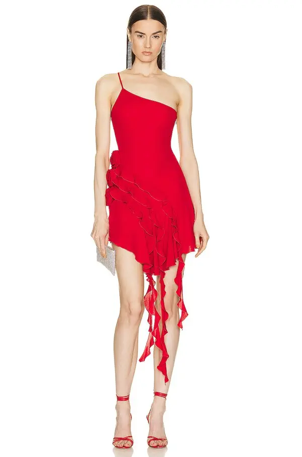 Blumarine Asymmetrical Mini Dress In Red In Lipstick Red - 50% Off |  Editorialist