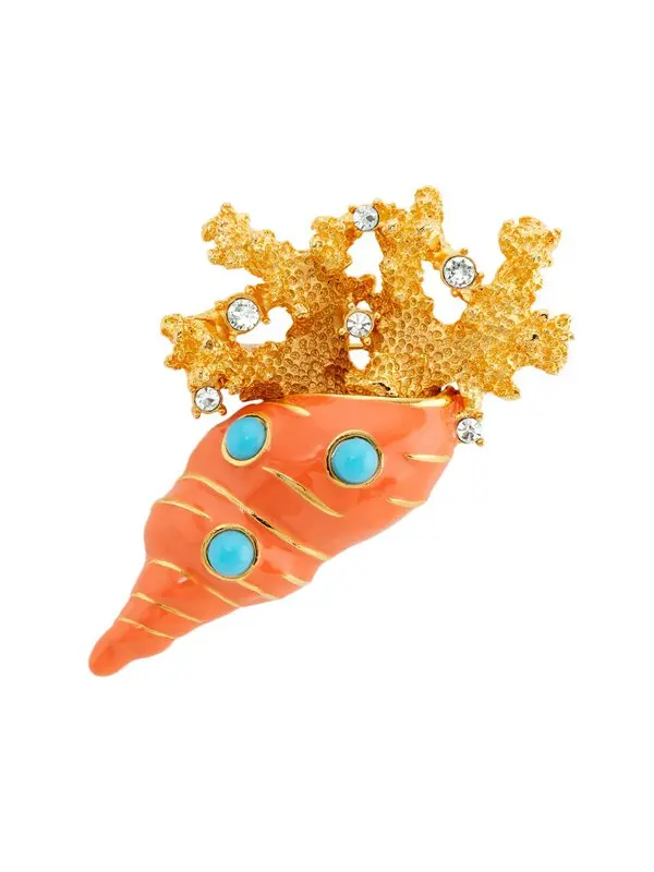 KENNETH JAY LANE Goldtone & Mixed-media Shell Brooch - Multi