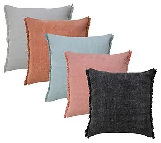 OX BAY TRADING CO. Ox Bay Solid Stonewash Throw Pillow With Fringe