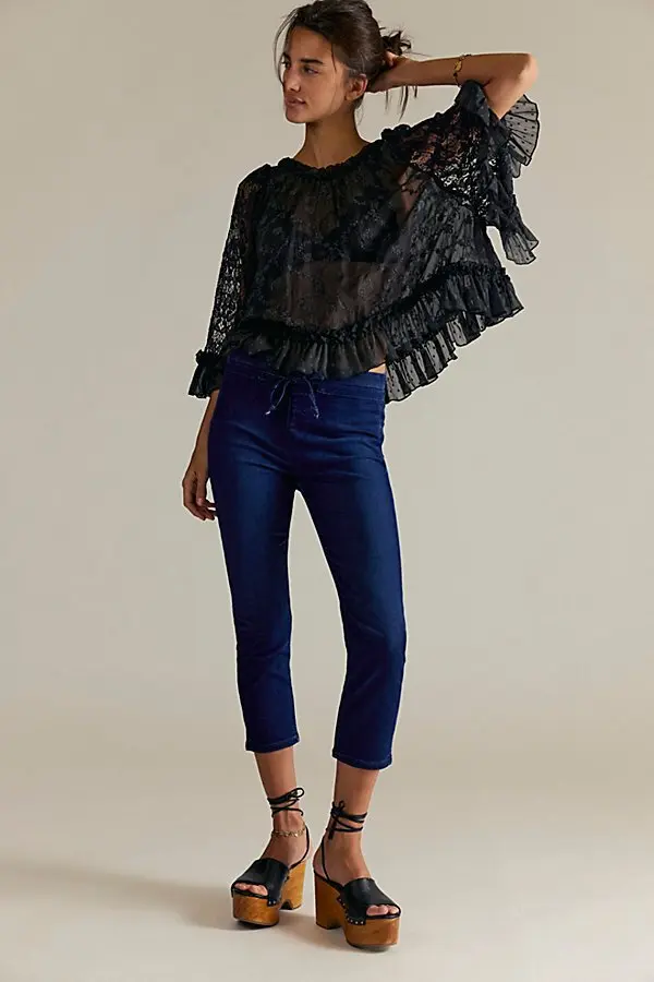 Free People We The Free Knockout Mid-rise Crop Jeans - Dark And Stormy