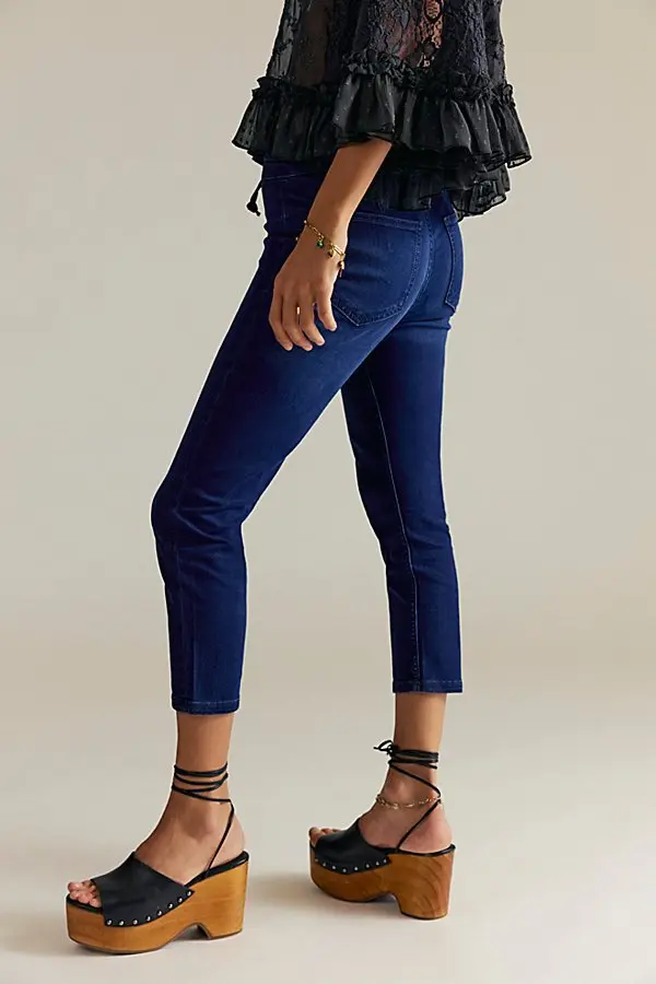 Free People We The Free Knockout Mid-rise Crop Jeans - Dark And Stormy