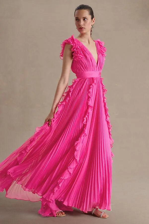 strapless open back dress Glitter-Lace Long Prom Dress with Long Sleeves Emerald / 12 main image 0