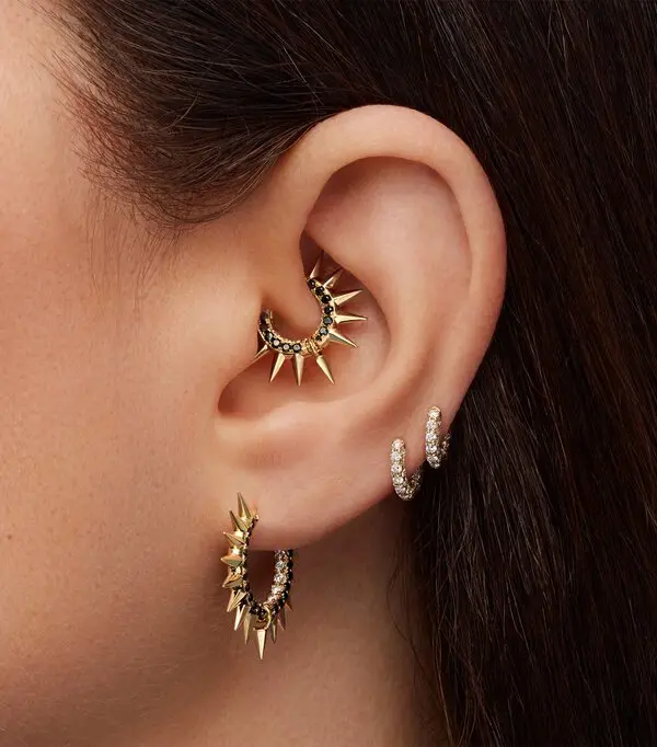 MARIA TASH Yellow And Diamond Mohawk Hoop Earring