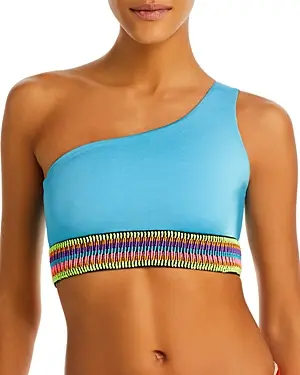Peixoto Zoni One Shoulder Contrast Trim Bikini Top