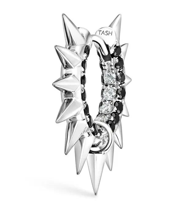 MARIA TASH Metal Mohawk Hoop Earring - White