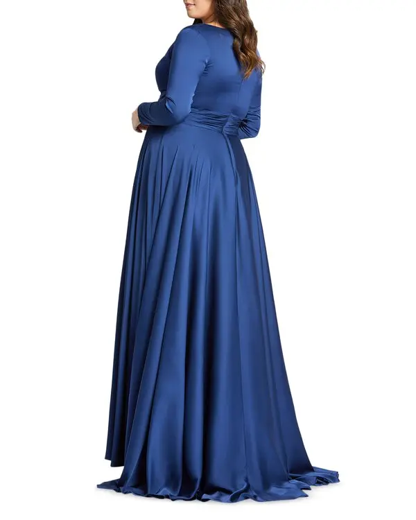Mac Duggal Satin Long Sleeve Gown