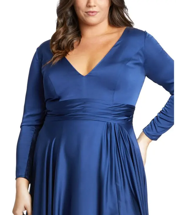 Mac Duggal Satin Long Sleeve Gown