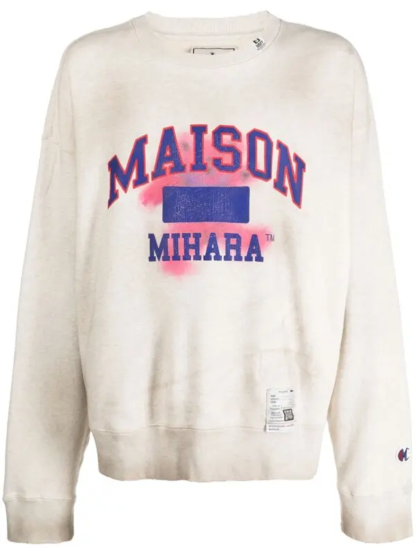 Mihara Yasuhiro Logo Print Cotton Sweatshirt - Neutrals