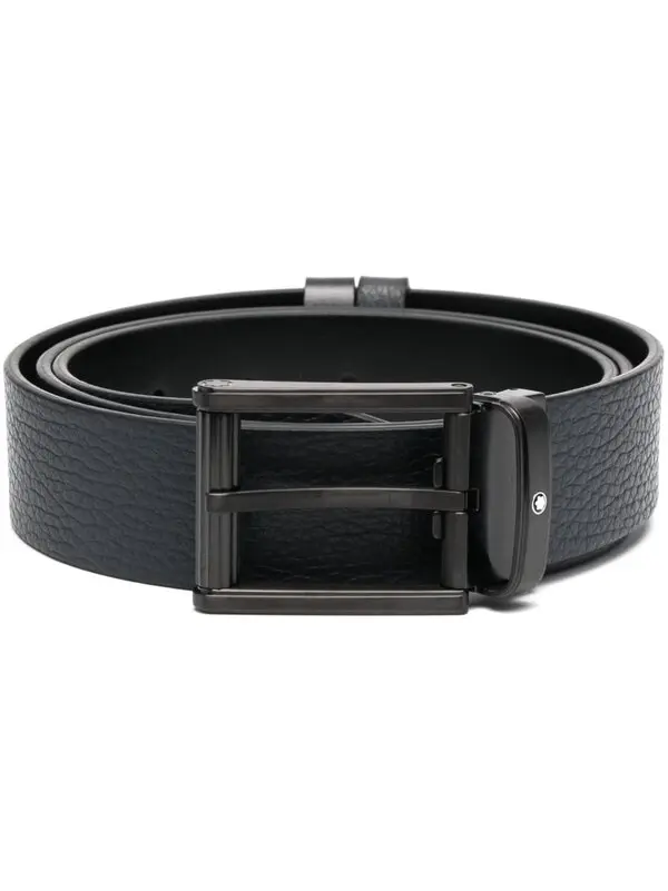 Montblanc Pebbled-leather Buckle Belt - Blue