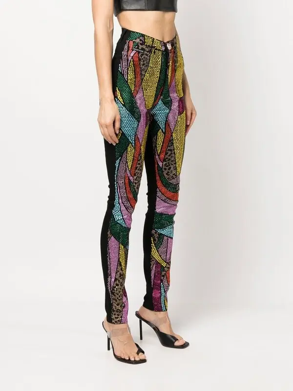 Philipp Plein Rainbow Patchwork Skinny Trousers