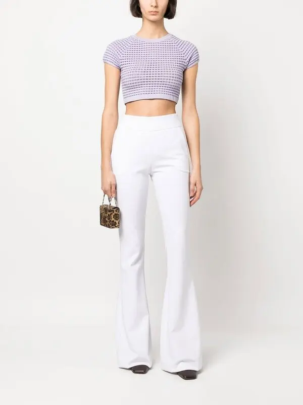 GENNY Zipped Flared Trousers - White