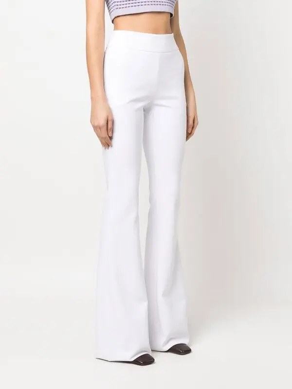 GENNY Zipped Flared Trousers - White