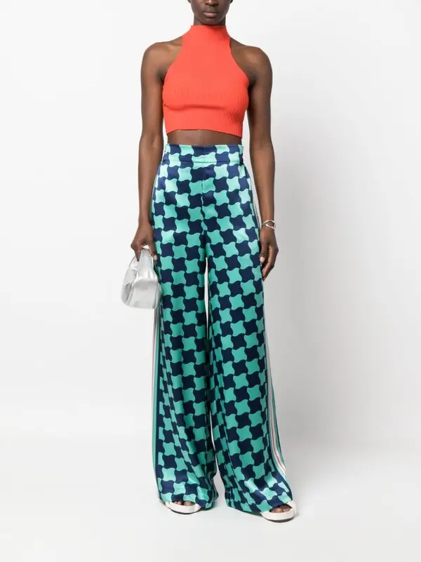 Casablanca Pool Tile Silk Trousers