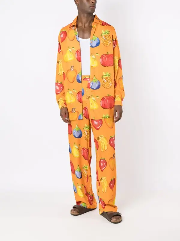 AMIR SLAMA Fruit-print Straight Trousers