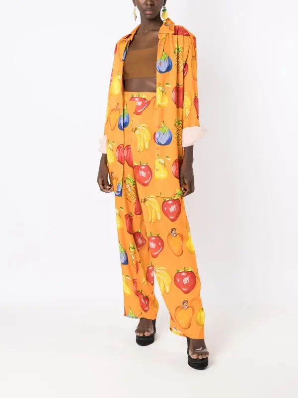AMIR SLAMA Fruit-print Straight Trousers