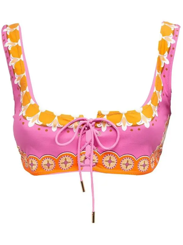 La DoubleJ Sunset Printed Bikini Top - Pink