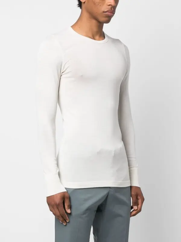 Hanro Long-sleeved Wool-blend T-shirt - White