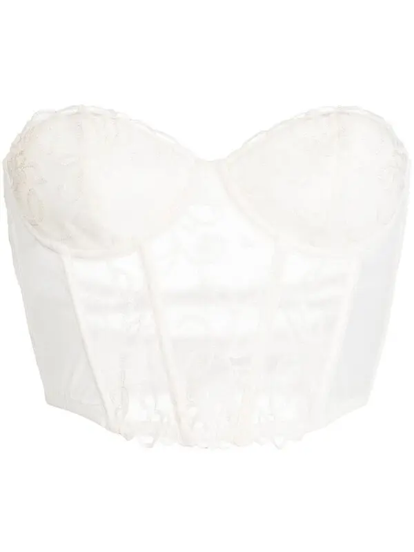 Fleur Du Mal Bella Embroidered Bustier - White