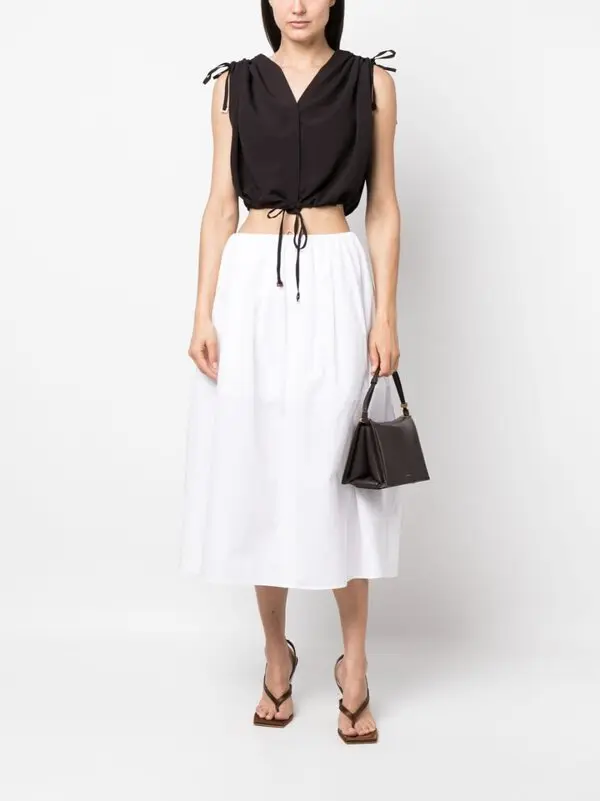 Veronique Leroy Draped-shoulder Cropped Top - Brown