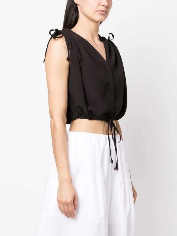 Veronique Leroy Draped-shoulder Cropped Top - Brown
