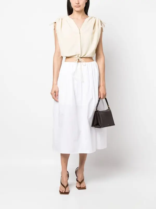 Veronique Leroy Draped-shoulder Cropped Top - Neutrals