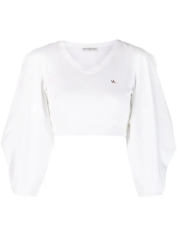 Veronique Leroy Draped-sleeve Cropped Jersey
