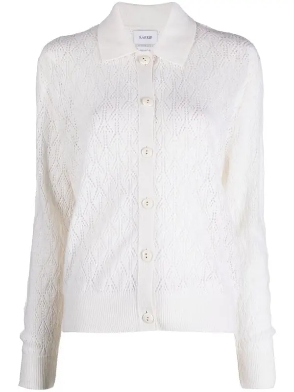 BARRIE Pointelle-knit Cashmere Top - Neutrals