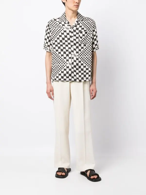 Rhude Two-tone Geometric-print Shirt - Black