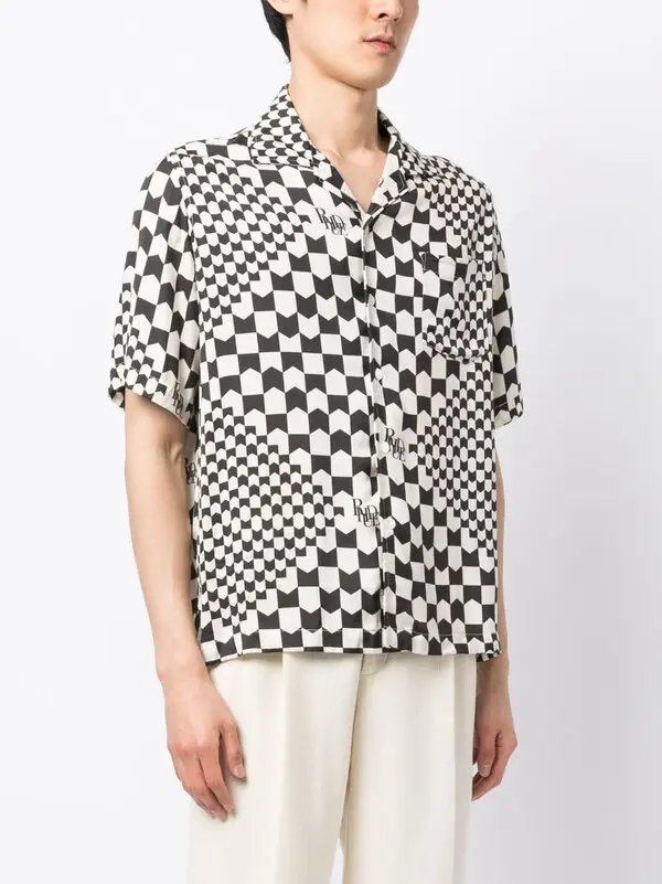 Rhude Two-tone Geometric-print Shirt - Black