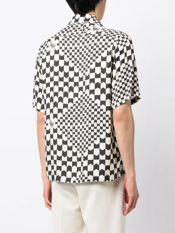 Rhude Two-tone Geometric-print Shirt - Black