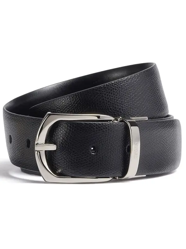 Zegna Engraved Logo Reversible Belt - Black